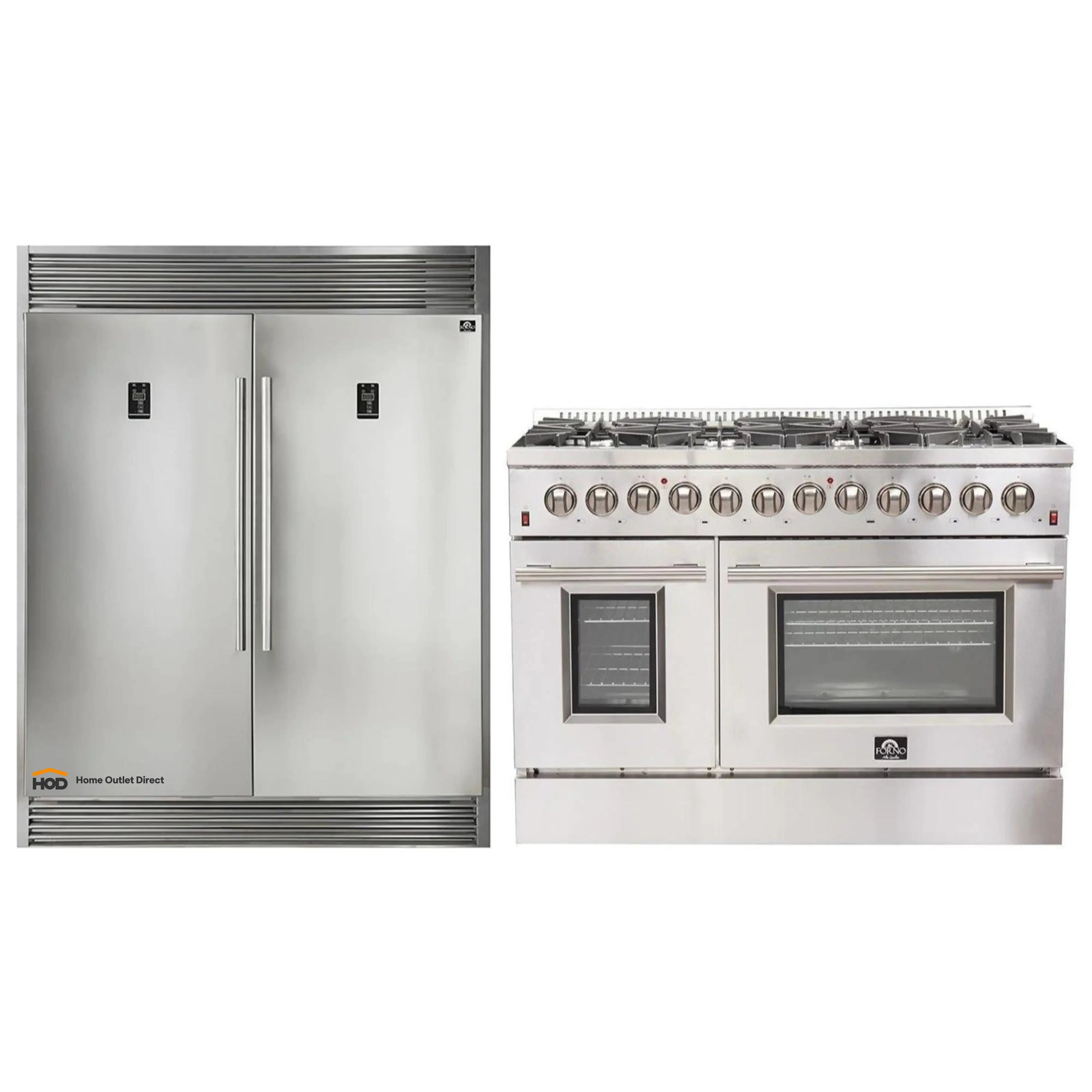 Forno 2-Piece Appliance Package - 48-Inch Dual Fuel Range & 60-Inch Pr