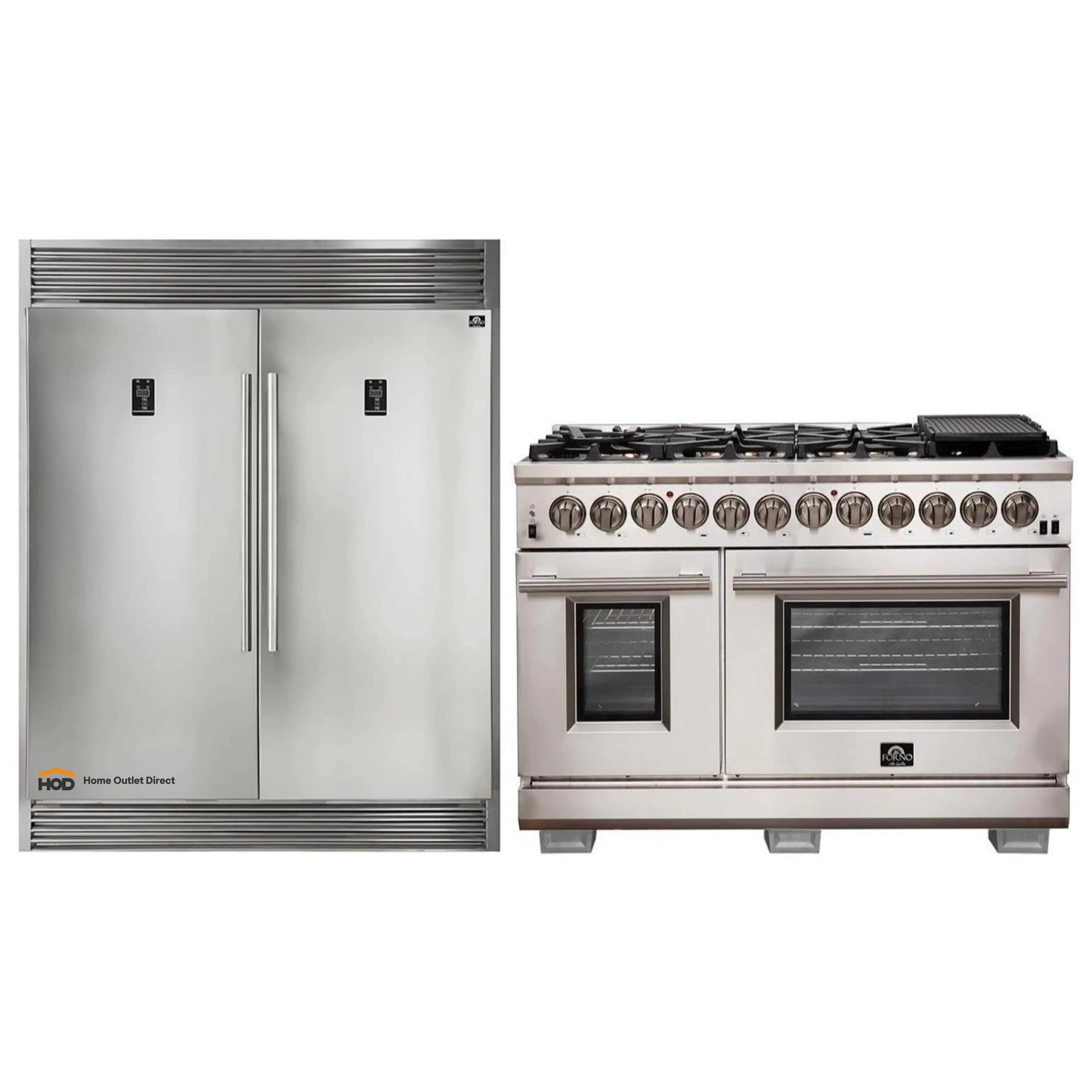 Forno 2-Piece Appliance Package - 48-Inch Dual Fuel Range & 60-Inch Pr
