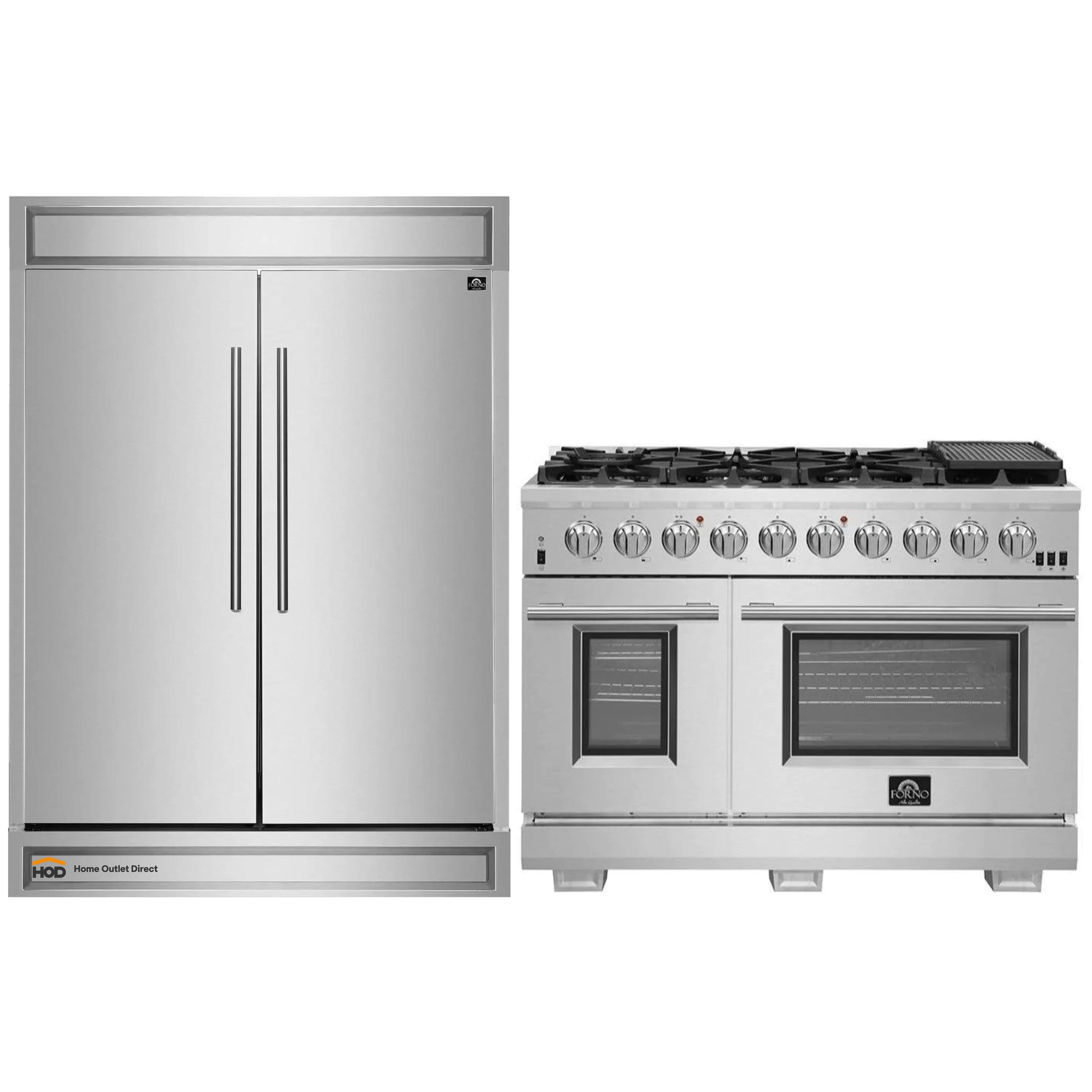 Forno 2-Piece Appliance Package - 48-Inch Gas Range and 60-Inch Built-