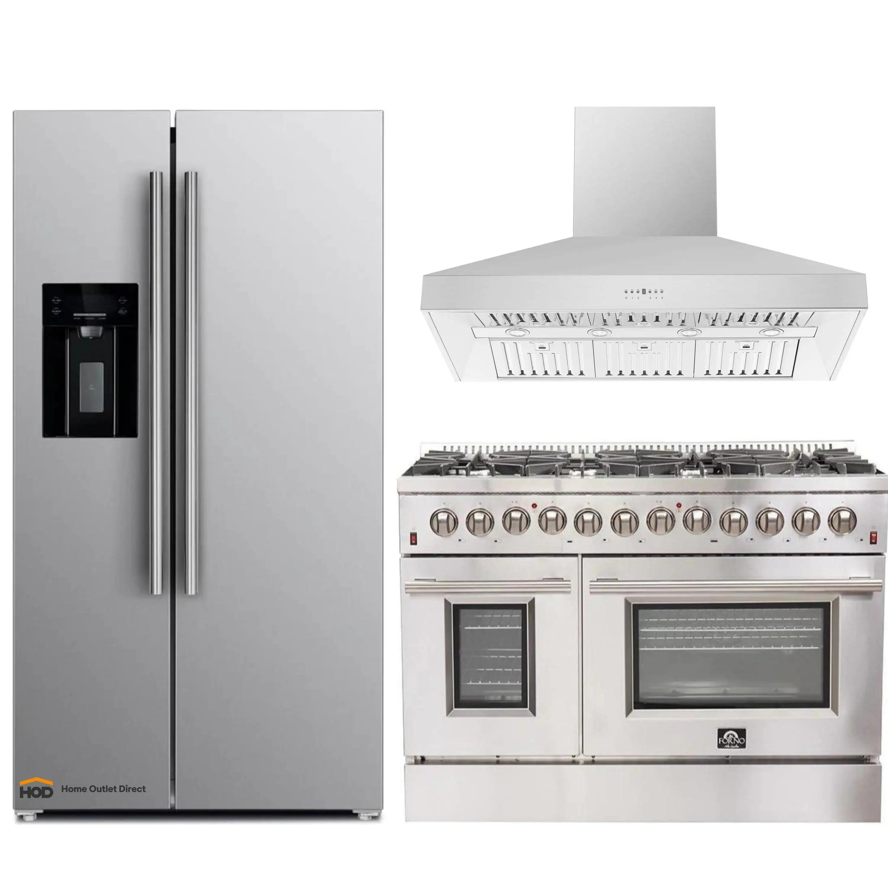 Forno 3-Piece Appliance Package - 48-Inch Dual Fuel Range, Refrigerato