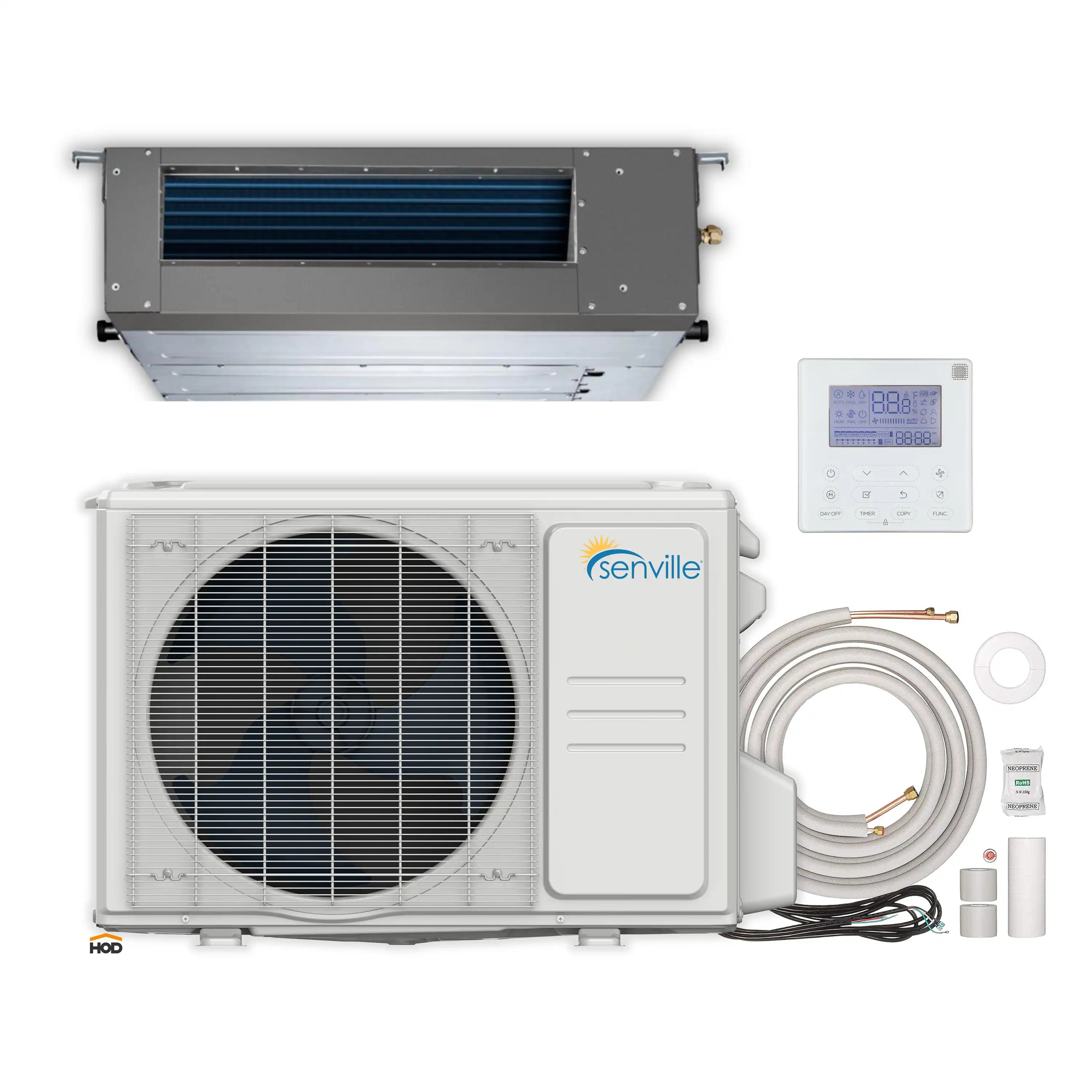 Senville 12K BTU Mini Split with 20 SEER2, 230V Concealed Duct Air Con