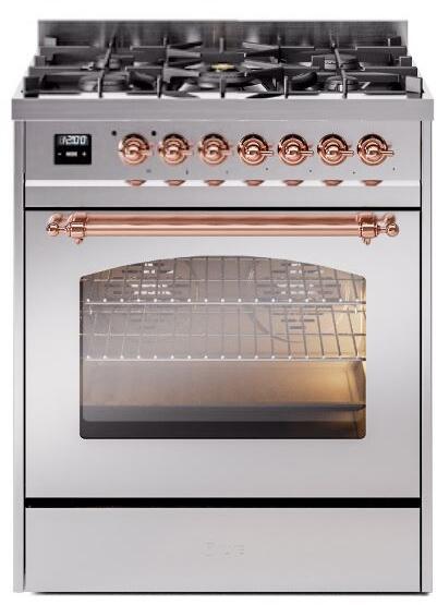 ILVE Nostalgie II 30-Inch Dual Fuel Freestanding Range in Stainless St